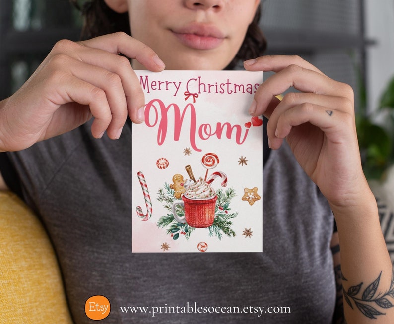 Merry Christmas Mom Card Printable, Handmade Christmas Card for Mom to ...