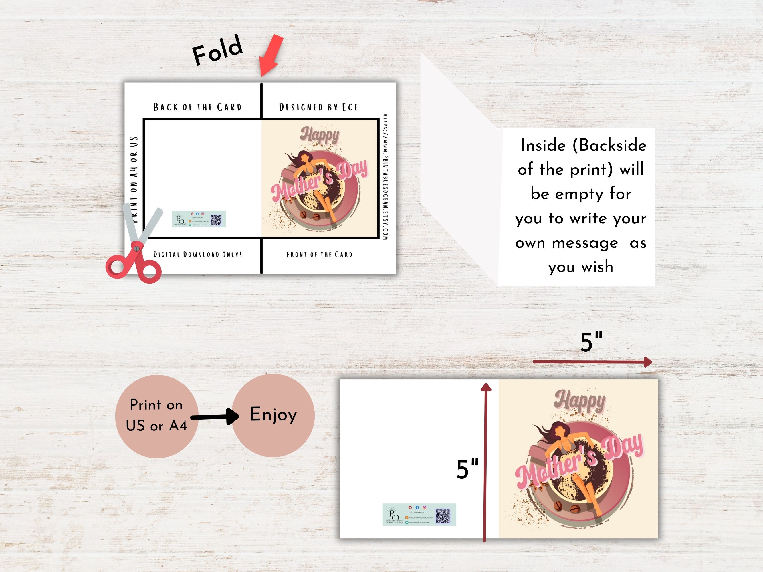 Printable Mother's Day Card for Coffee Lovers Instant Download Last ...