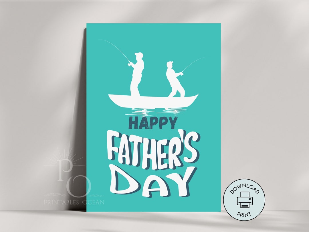 Fishing Father's Day Card Printable Last Minute Instant Download 5"x7 ...