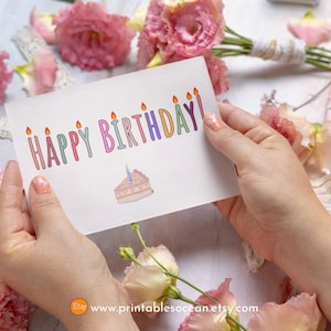 Happy Birthday Card Printable Handmade, Print at Home Birthday Card ...