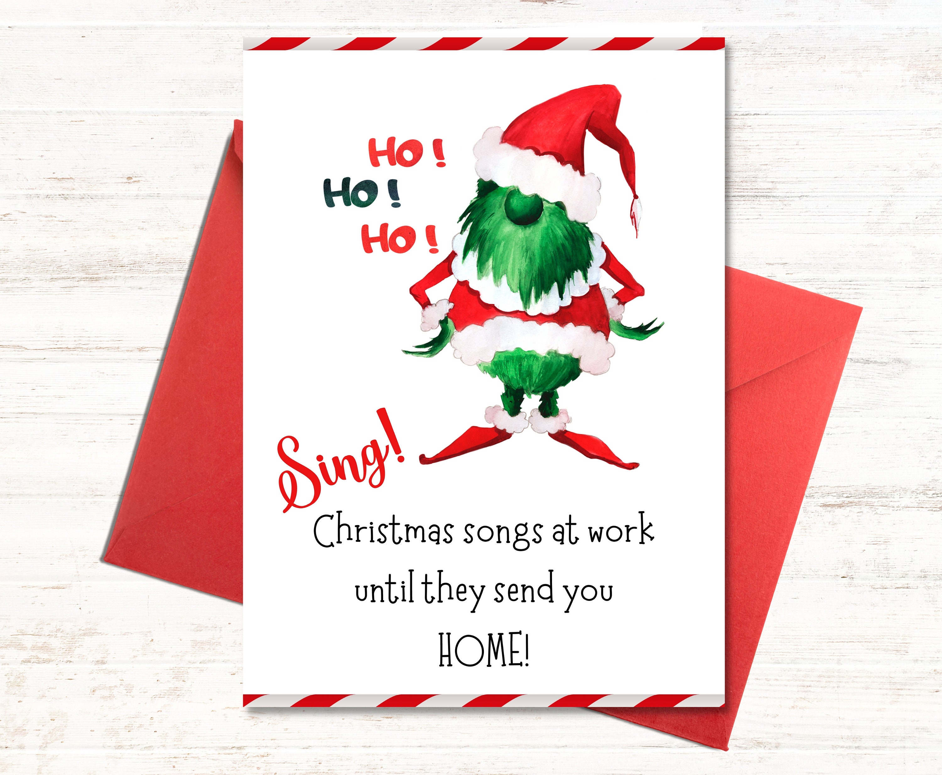 Funny Christmas Card for Office Staff Printable PDF Holiday Ho Ho Ho ...