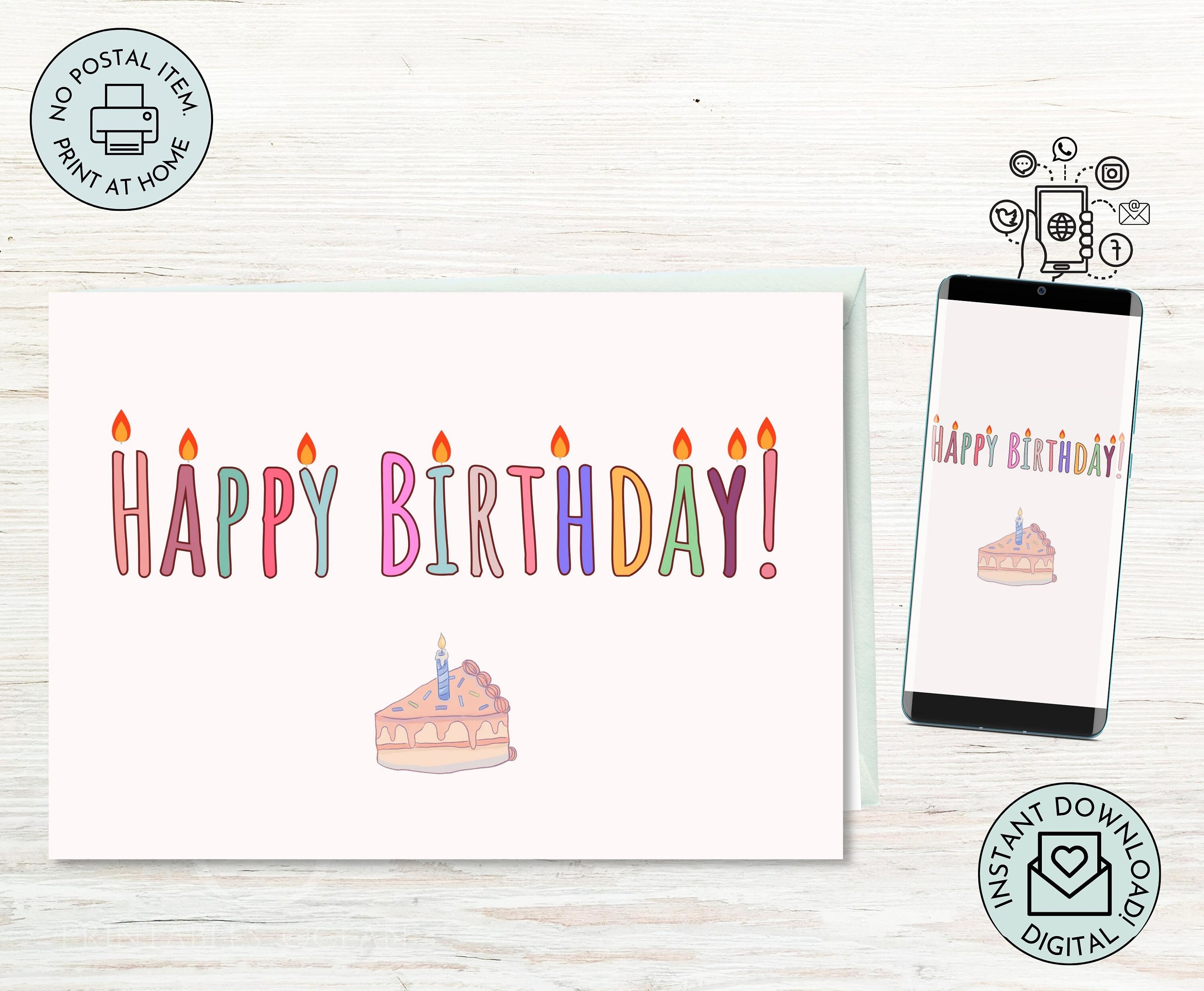 Happy Birthday Card Printable Handmade, Print at Home Birthday Card ...