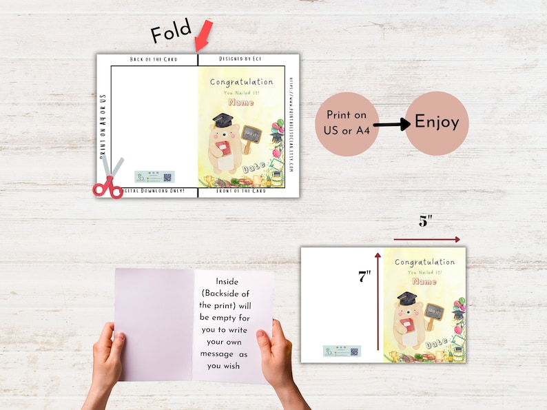 Personalized Kindergarten Preschool Nursery Graduation Printable Card ...