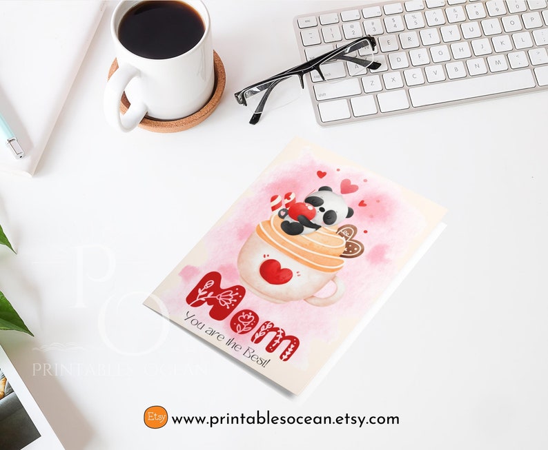 Mother's Day Card Printable, Cute Panda Mom Card for Mother's Day ...