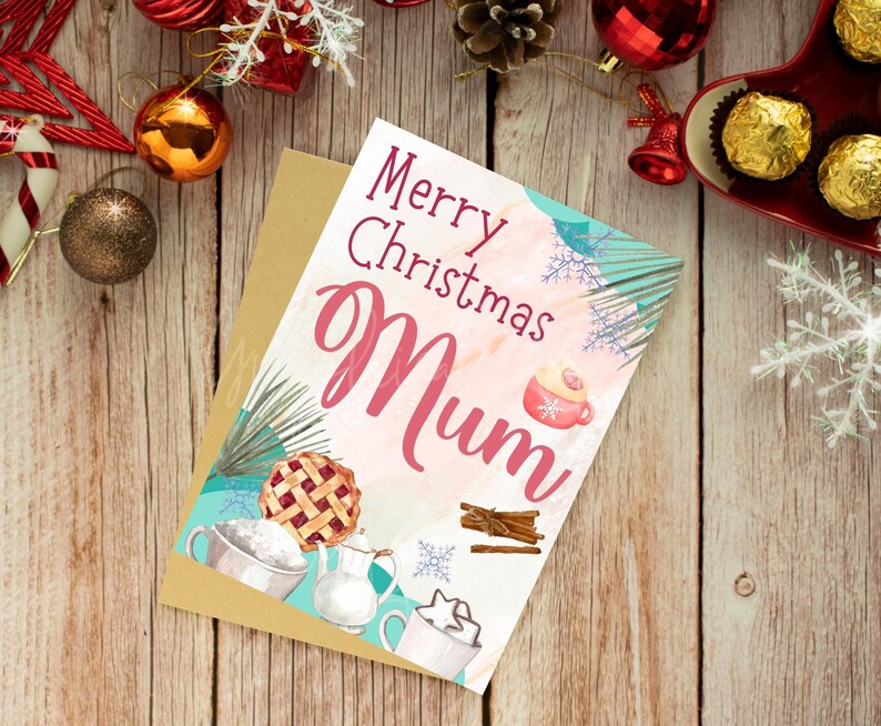 Printable Christmas Card for Mum, Merry Christmas Card Mum Print at ...