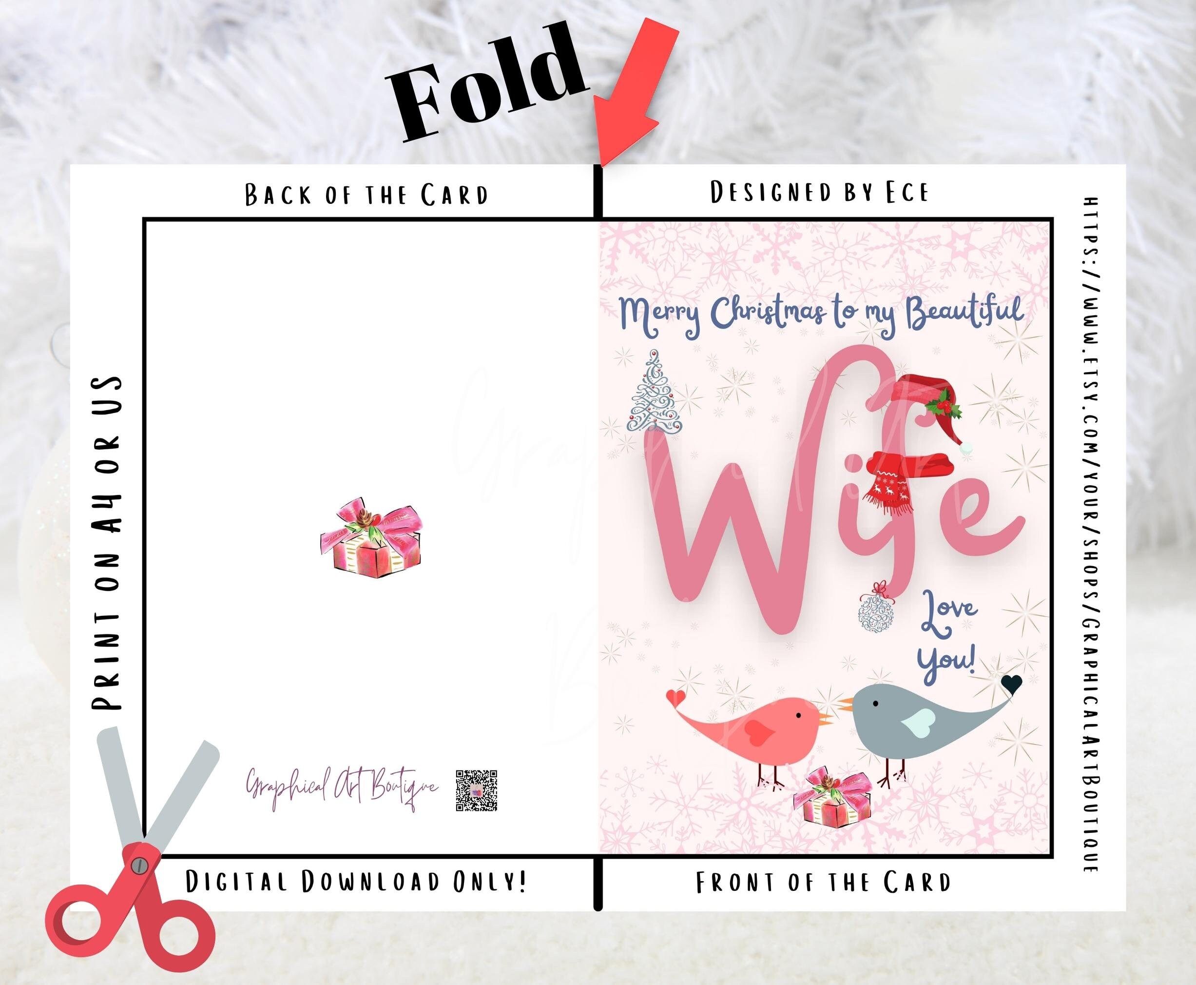 Printable Christmas Card for Wife, Merry Christmas Wife Card, Xmas Card ...