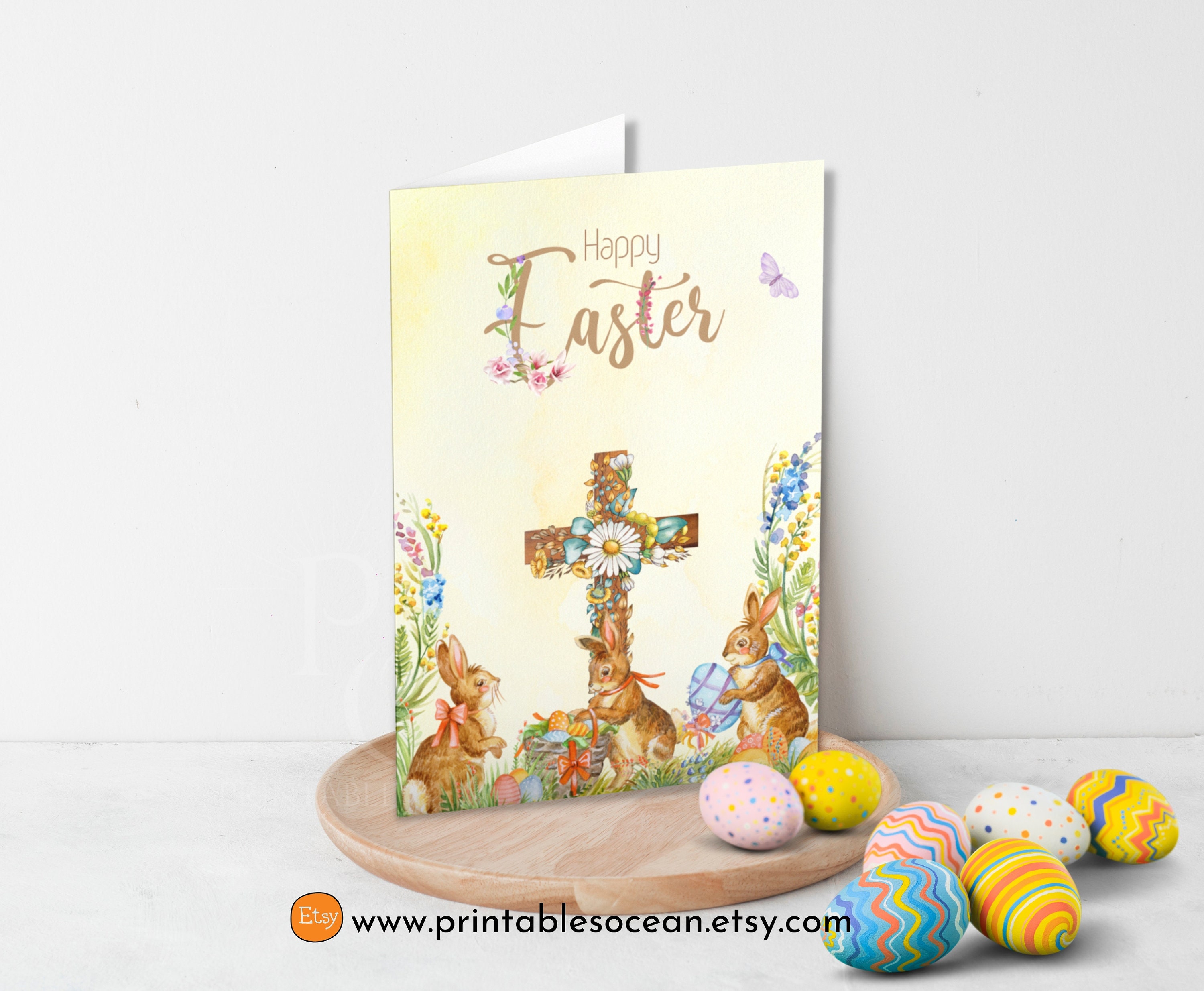 Easter Card Religious Catholic Christian Cross Printable Digital Card ...