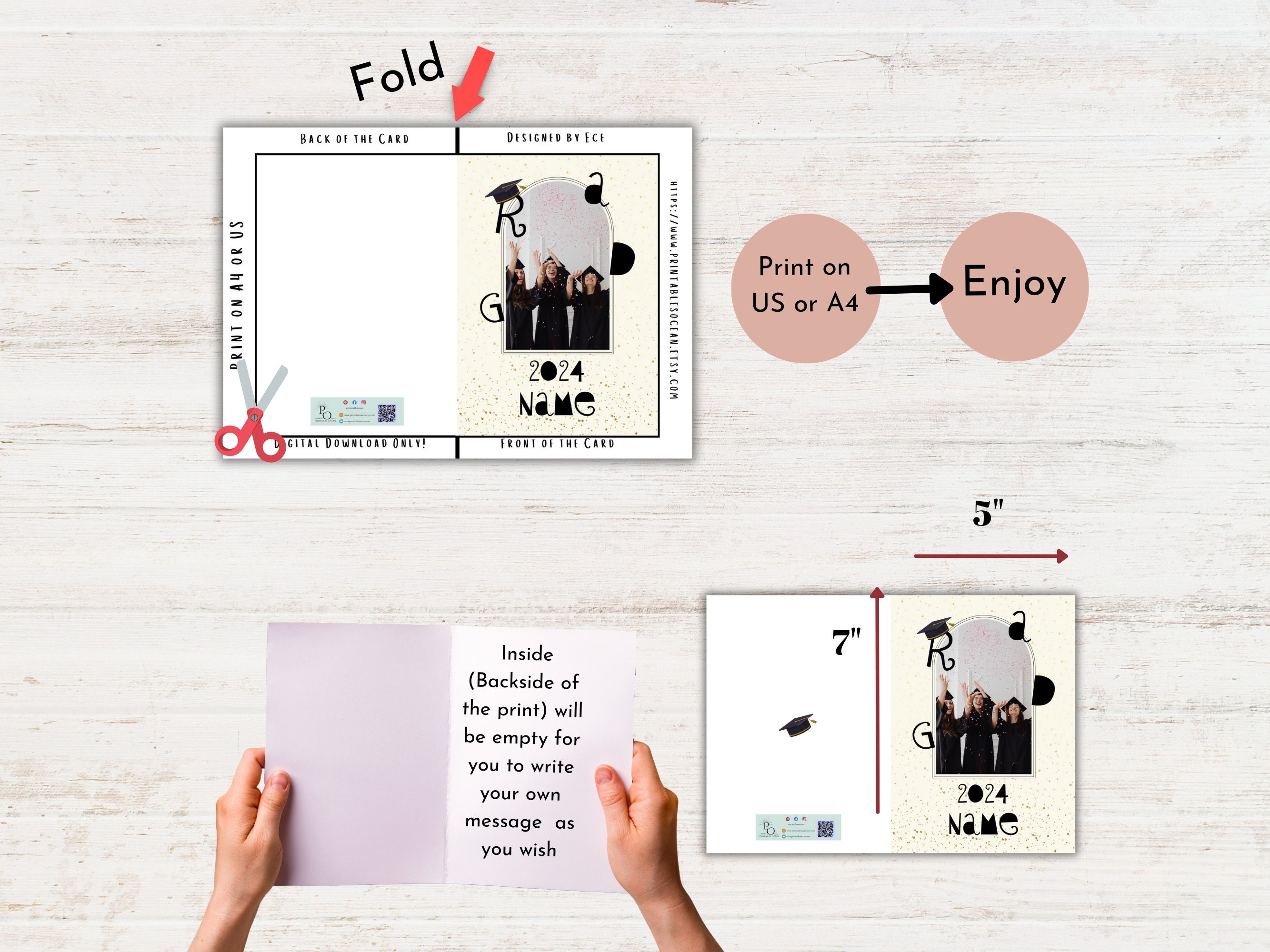 Personalized Graduation Card Printable Self-edit Picture Template PDF ...