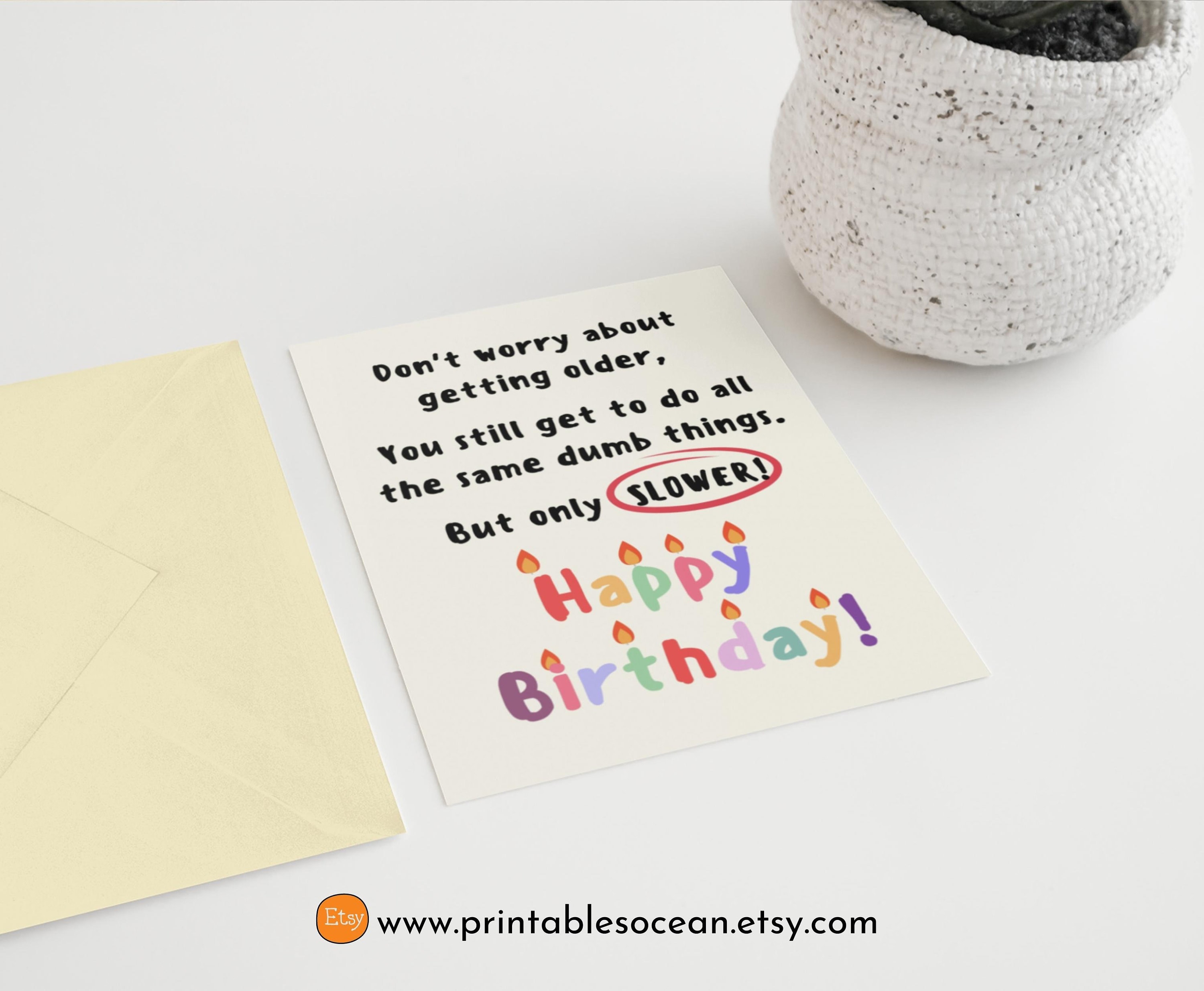 Funny Birthday Card Printable Handmade, Humorous Birthday Card Print ...