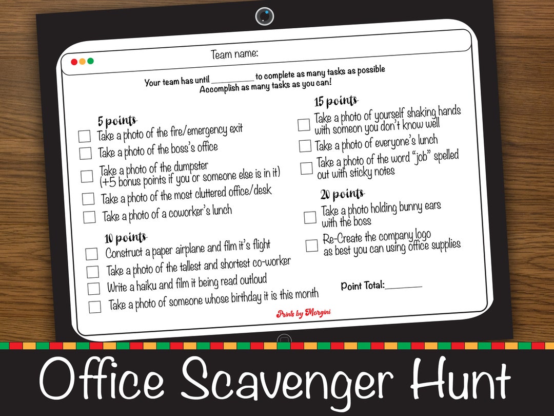 Office Scavenger Hunt Office Party Games Adult Scavenger Hunt Team ...