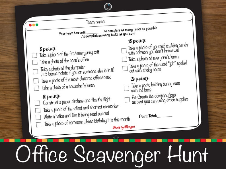 Office Scavenger Hunt Office Party Games Adult Scavenger Hunt Team ...