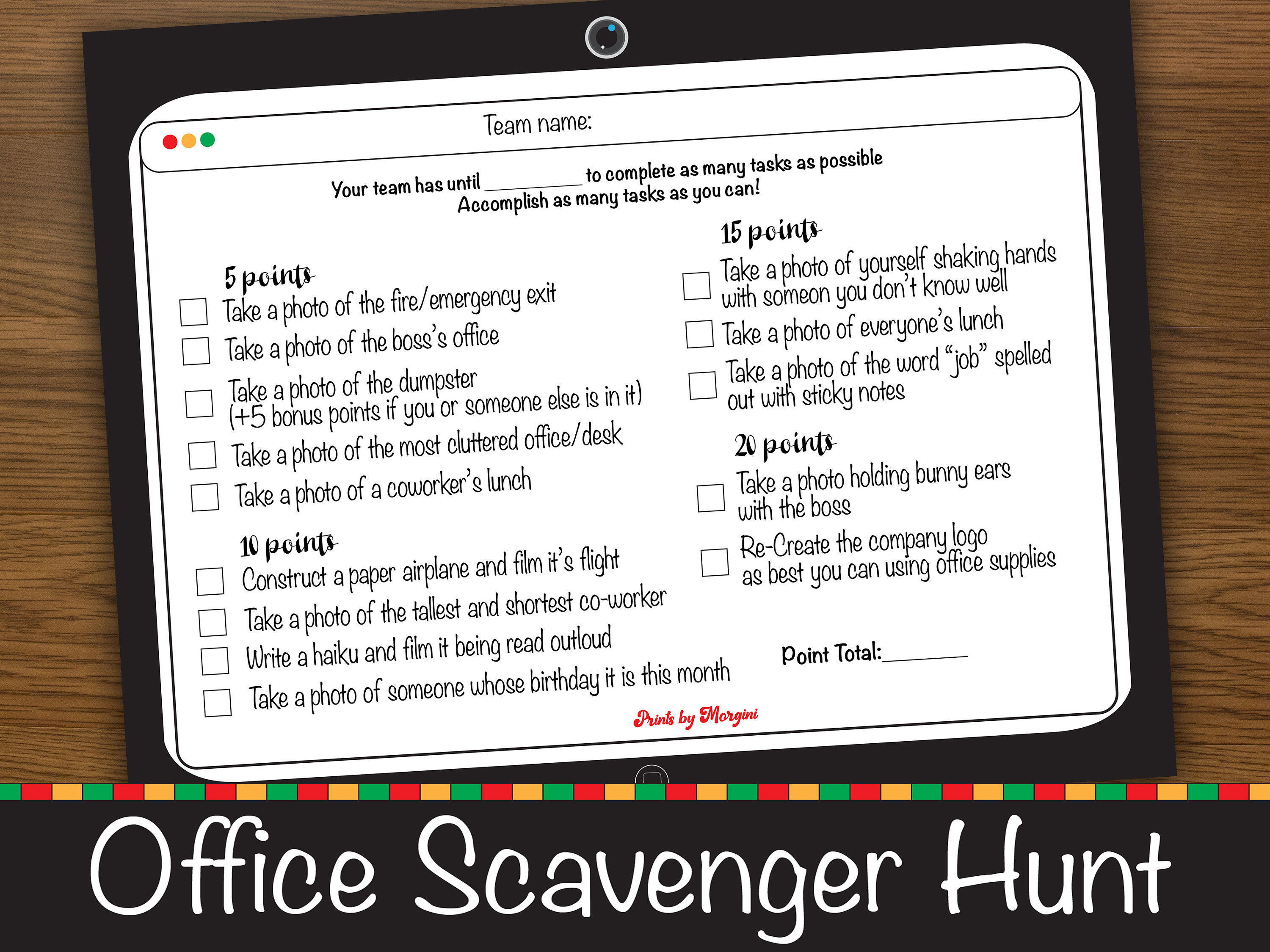 Office Scavenger Hunt Office Party Games Adult Scavenger Hunt Team ...