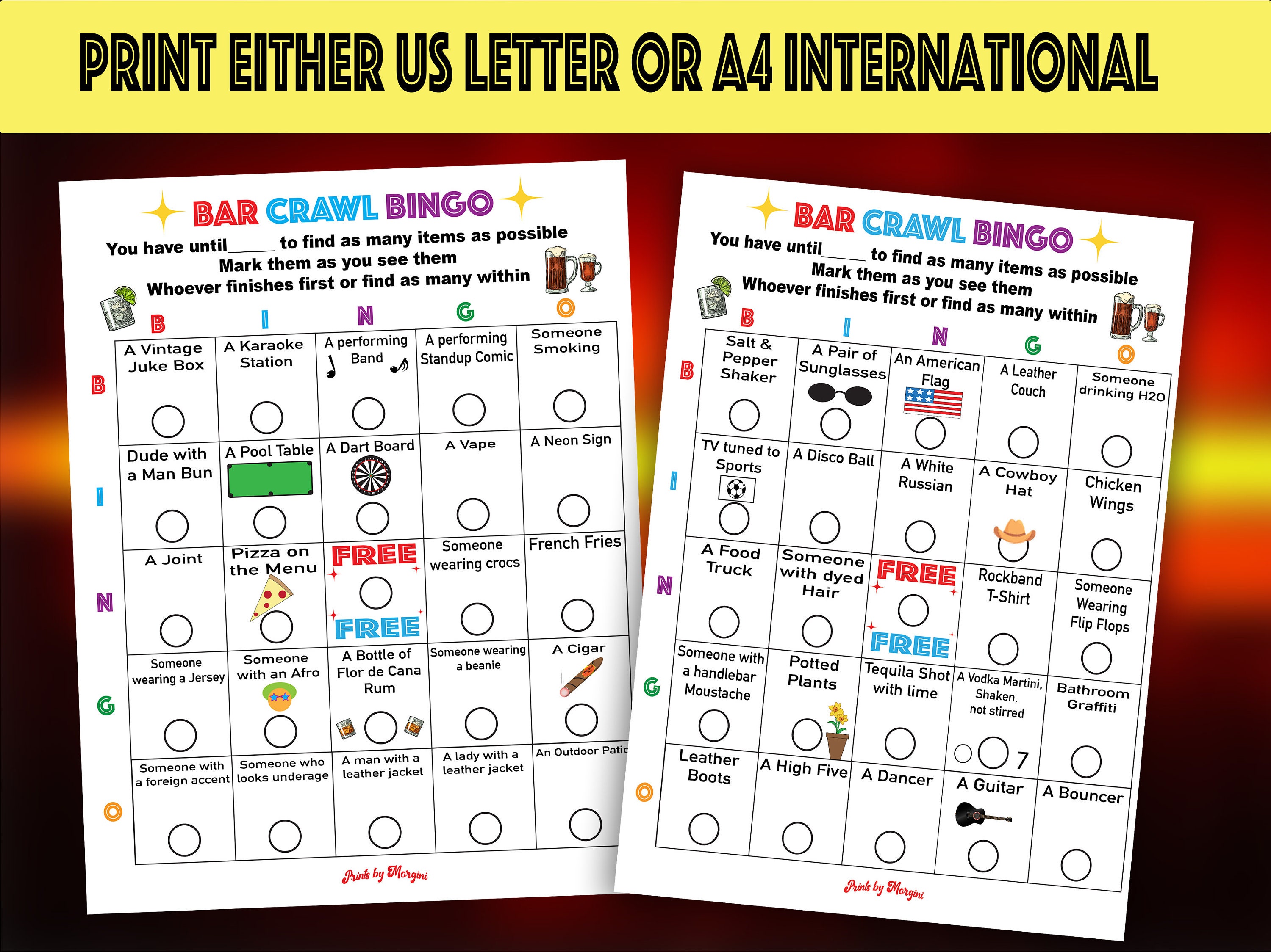 Bar Crawl Bingo | Bar Crawl | Bingo Game | Adult Bingo Game | Bachelor ...