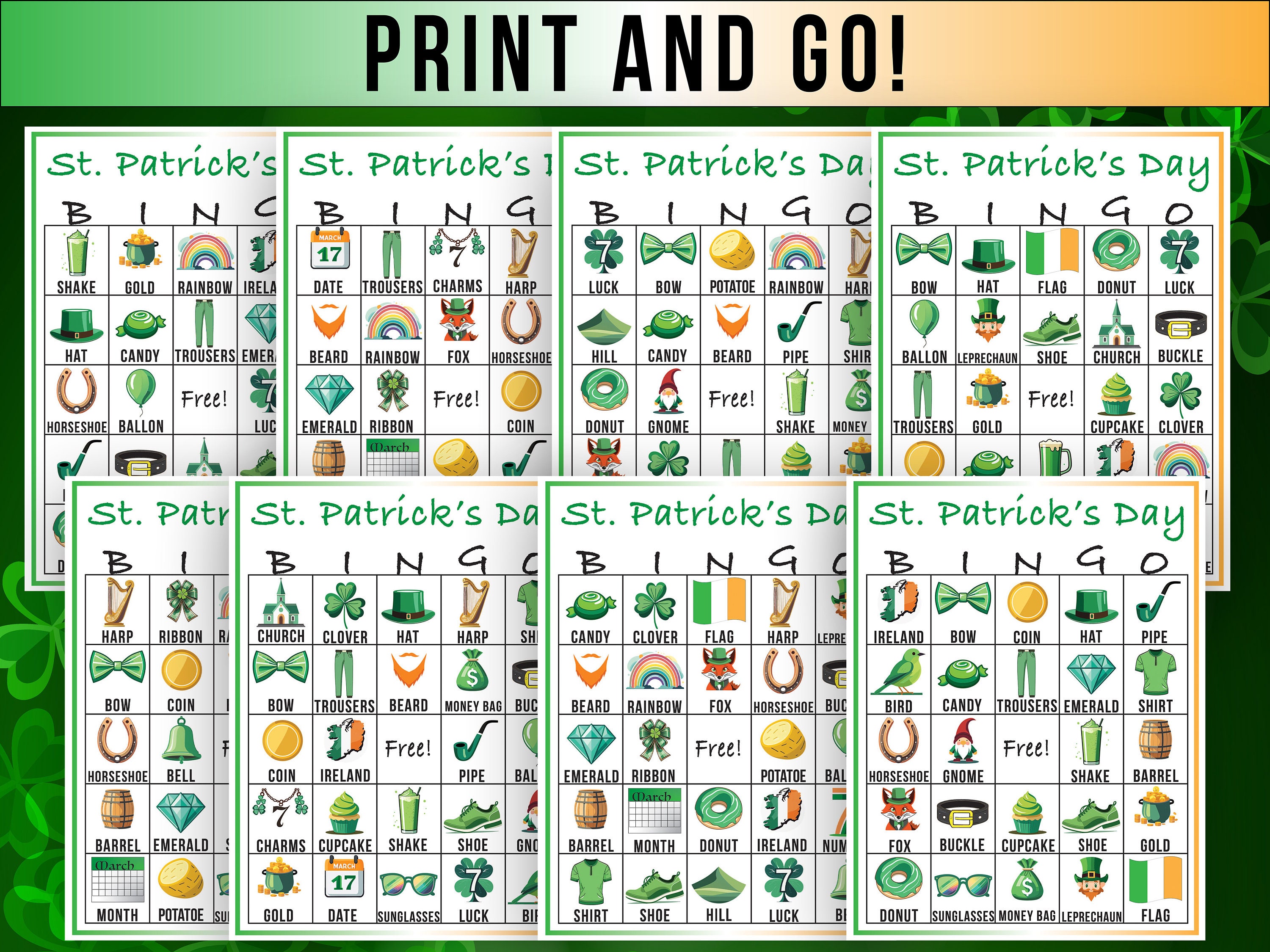St Patrick's Day Game | Printable Game |st Patrick's Day Bingo | St ...