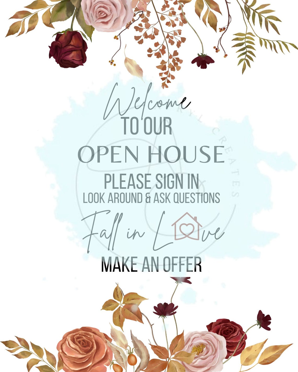 Fall Themed Open House Welcome Sign - Etsy