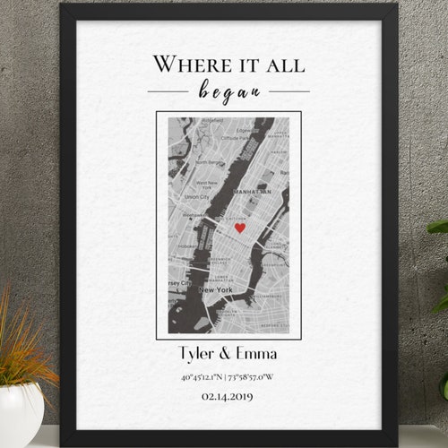 Where We Met Map /where It All Began /couple Map/ Gift for - Etsy