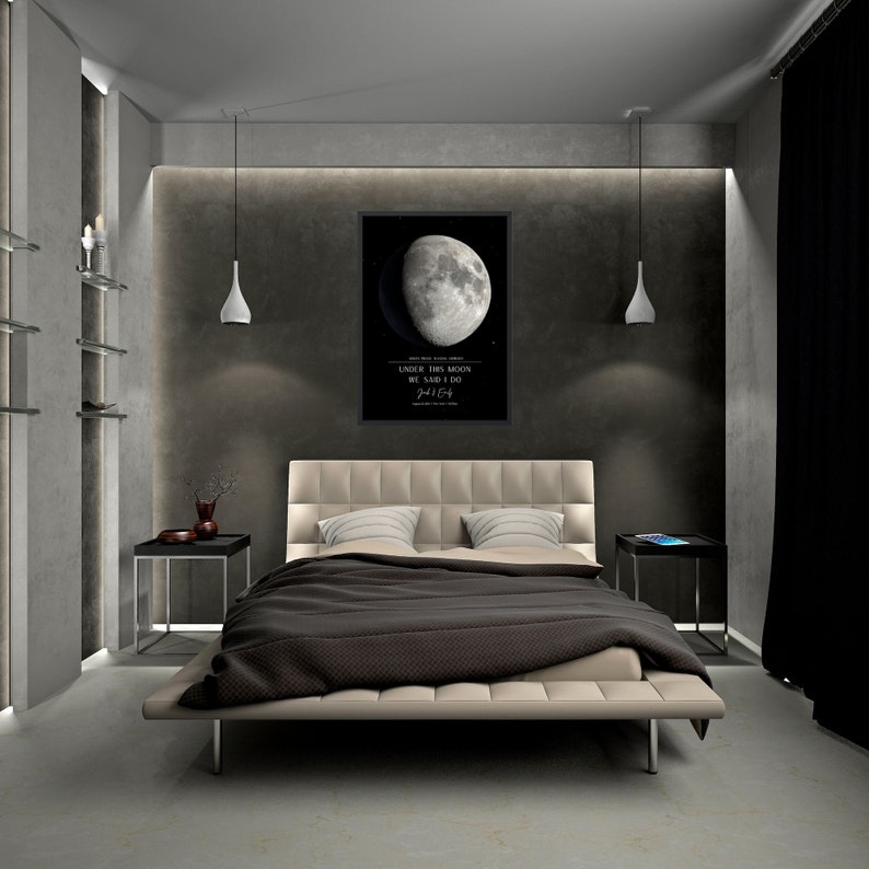 Custom Moon Phase Print Night Sky Print Night Sky by Date | Etsy