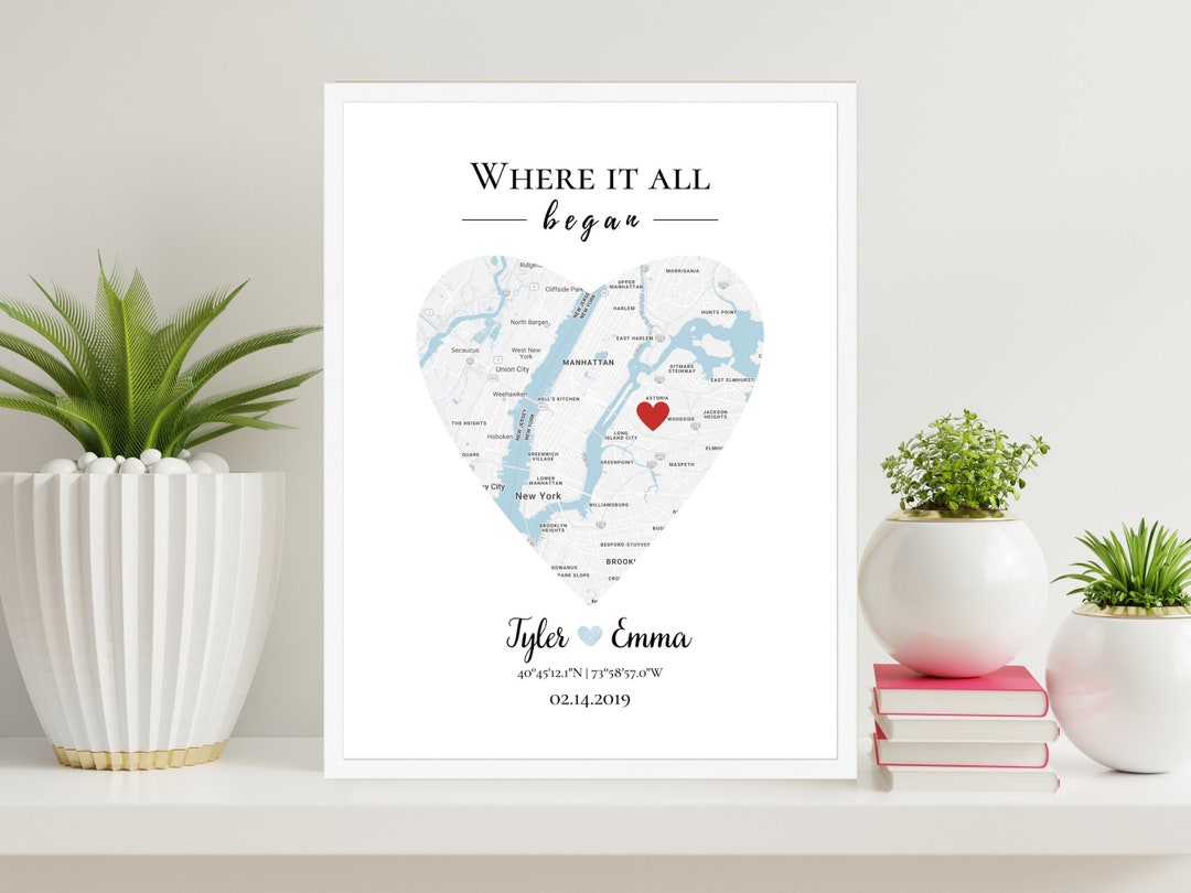 Where We Met, Where It All Began, Our First Date Map, Personalized ...