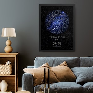 Custom Star Map by Date, Star Maps Print, Personalized Star Map Framed ...