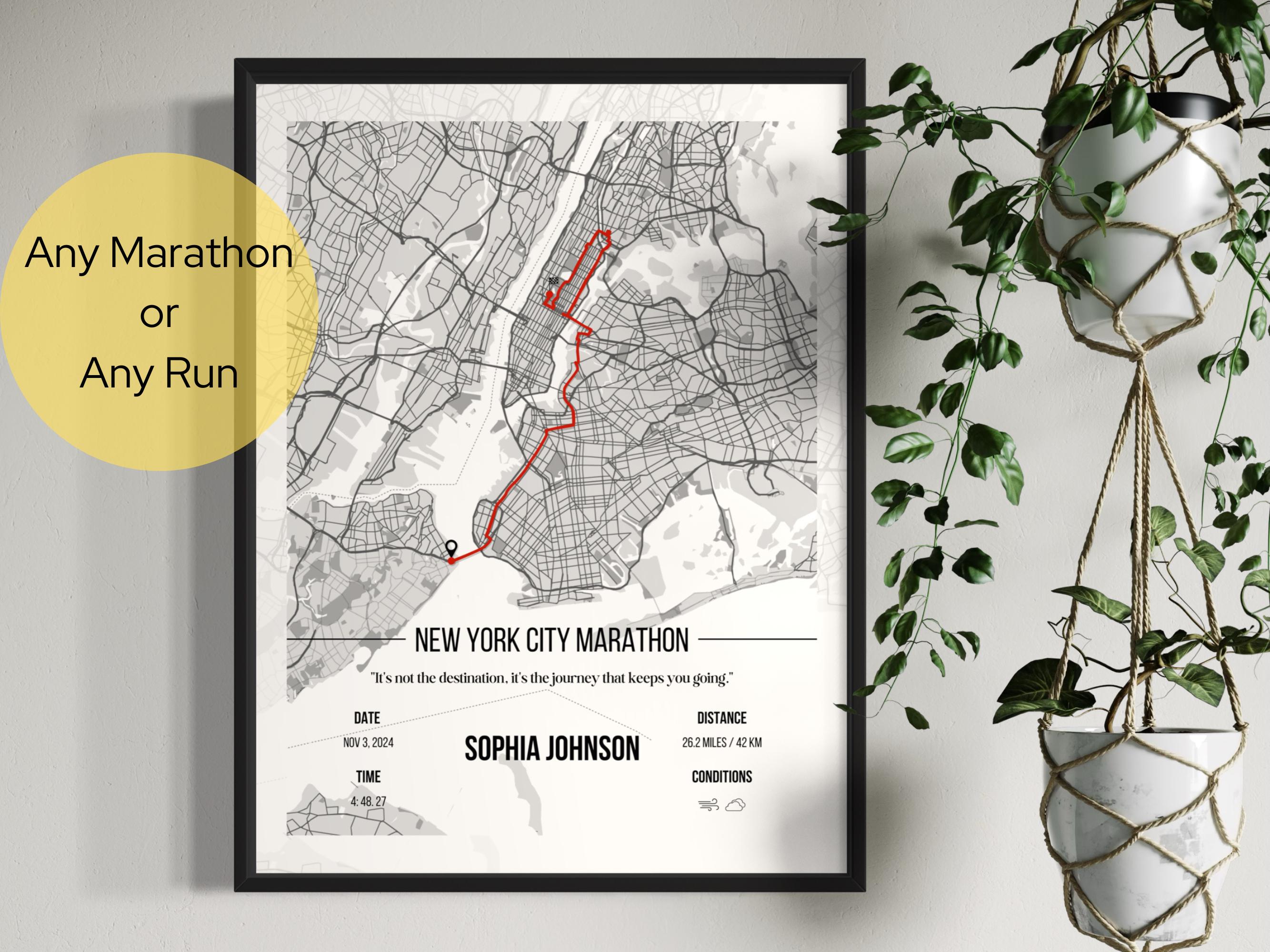 Custom Running Gift, Personalized Marathon Map, Any Track or Run, Gift ...
