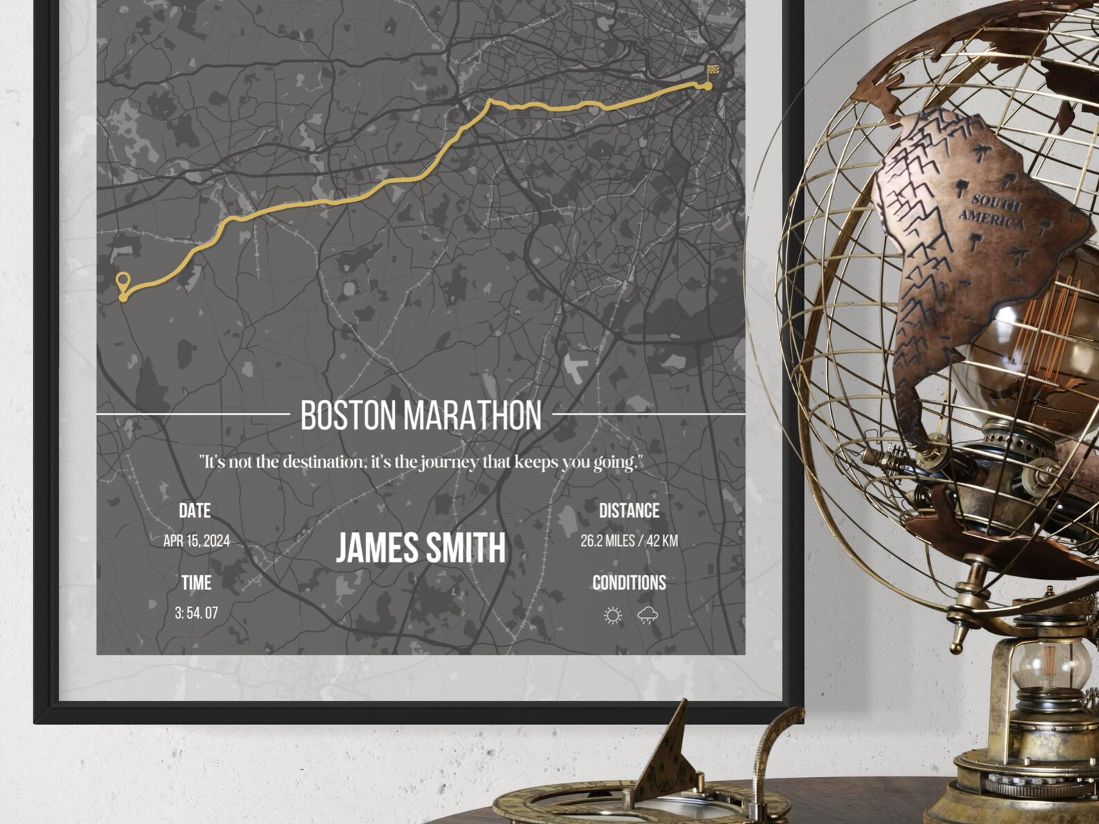 Any Marathon Map, Custom Running Gift, Personalized Gift for Runner ...