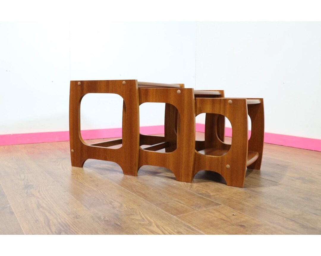 Mid Century Modern Teak Nesting Tables - Danish Style Vintage Set - Etsy