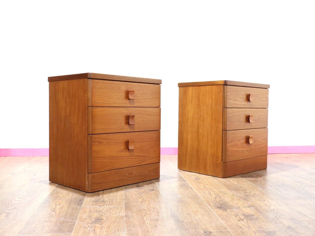 Mid Century Modern Vintage Teak Stag Bedside Night Stands Dresser ...