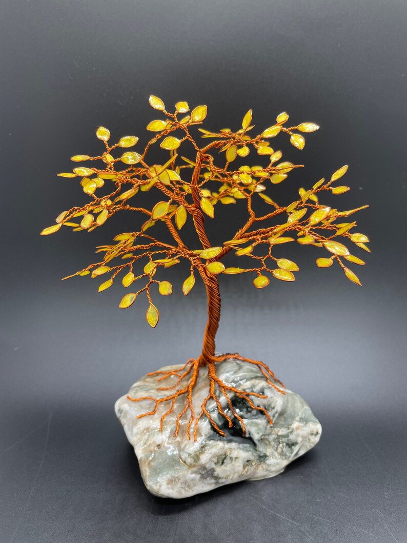 Yellow Autumn Copper Wire Tree of Life Sculpture Handmade - Etsy