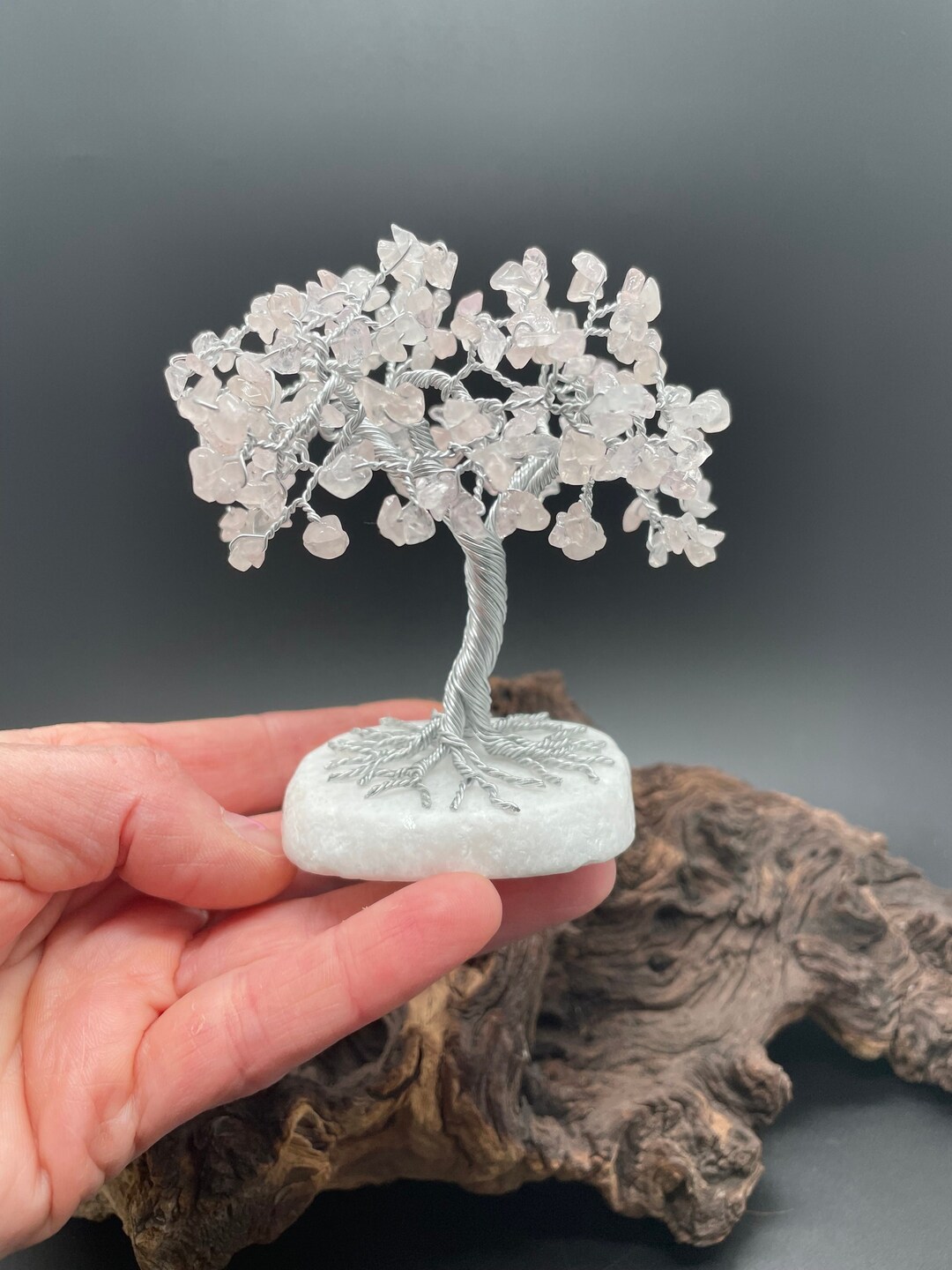 Rose Quartz Wire Tree of Life Bonsai Sculpture Handmade Mini - Etsy