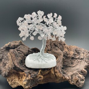 Rose Quartz Wire Tree of Life Bonsai Sculpture, Handmade Mini Cherry ...