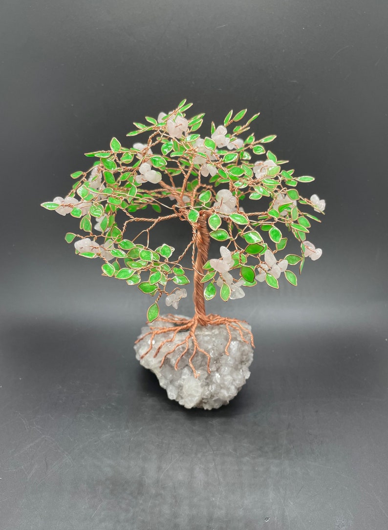 Rose Quartz Flowering Tree of Life Bonsai Sculpture Handmade - Etsy