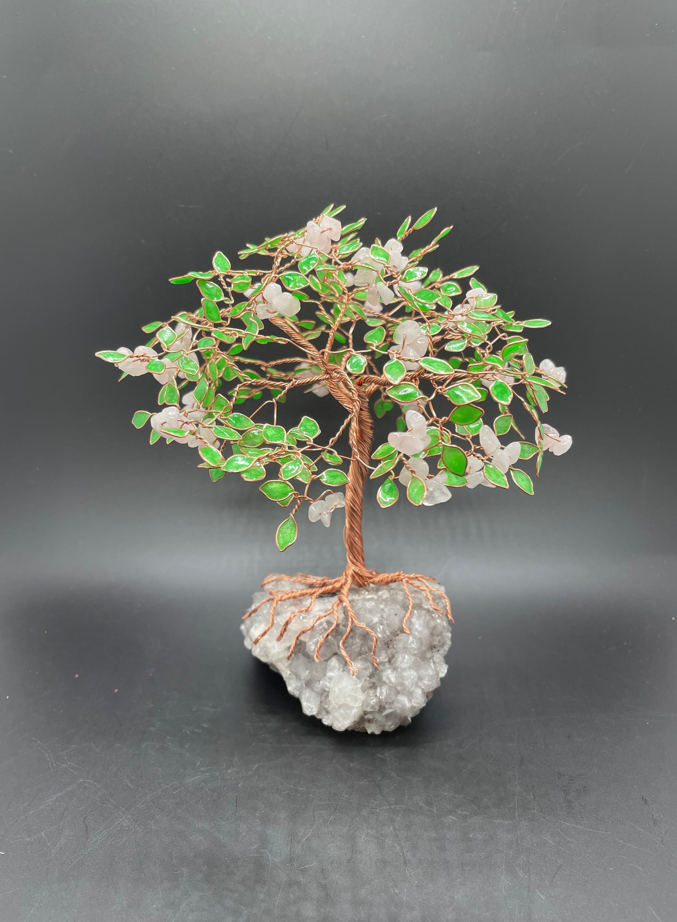 Rose Quartz Flowering Tree of Life Bonsai Sculpture Handmade - Etsy