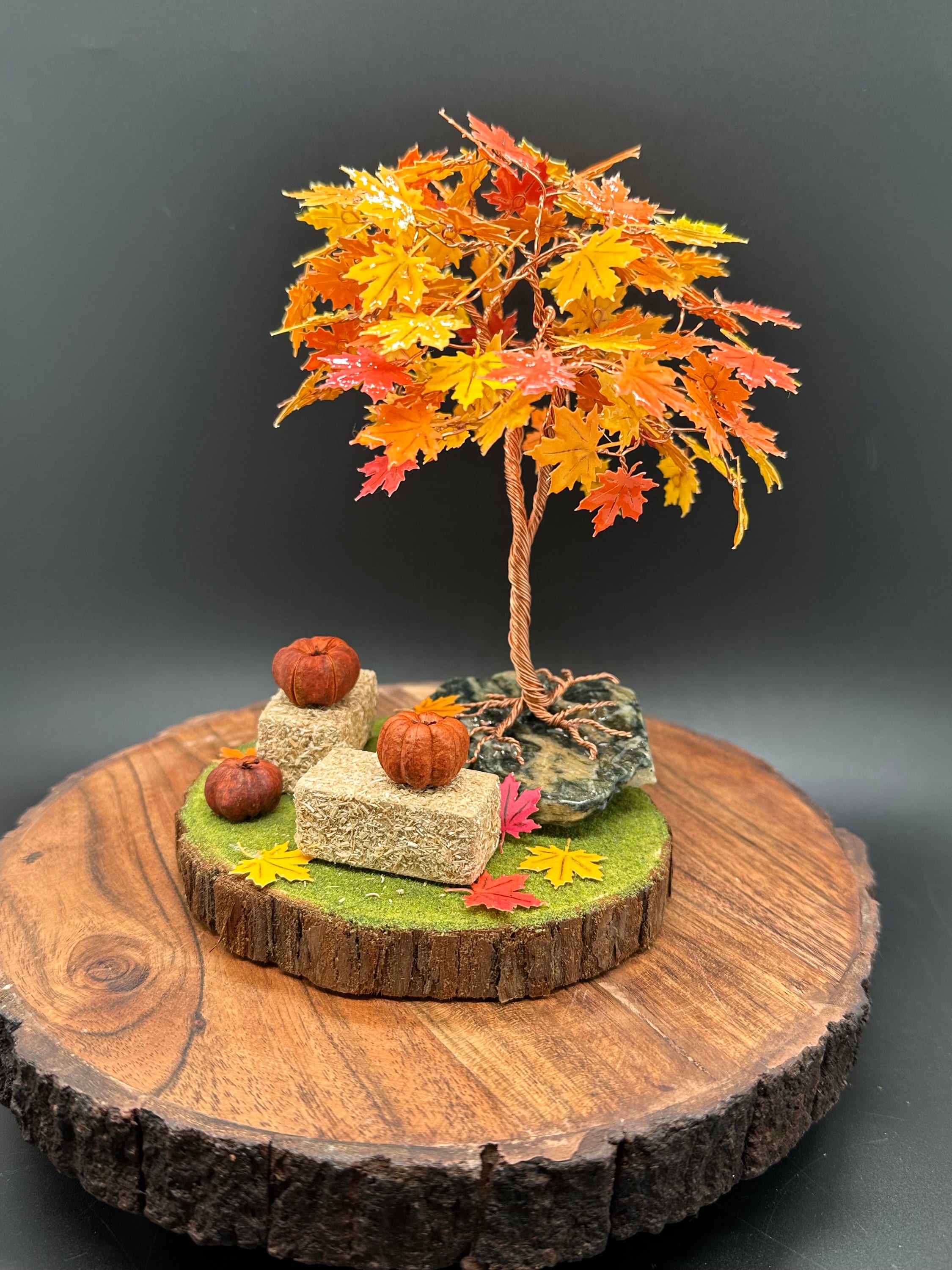 Copper Wire Autumn Fall Tree Sculpture With Hay Bales - Etsy