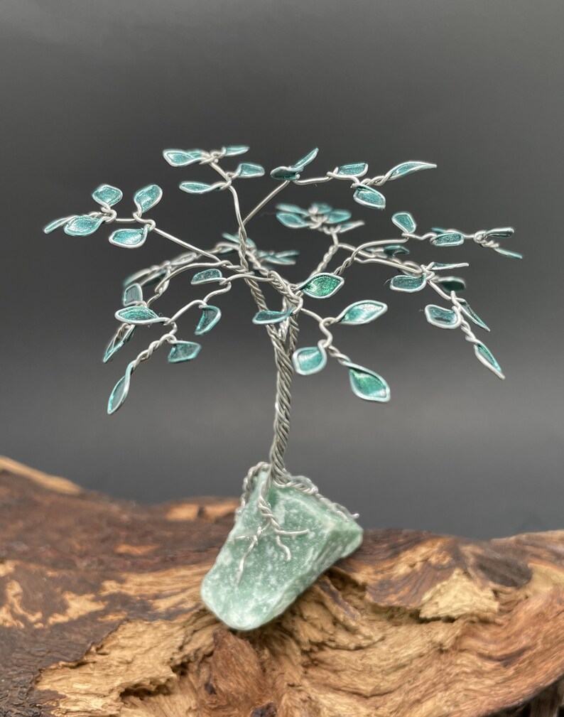 Silver and Green Wire Tree of Life Bonsai Sculpture Handmade - Etsy