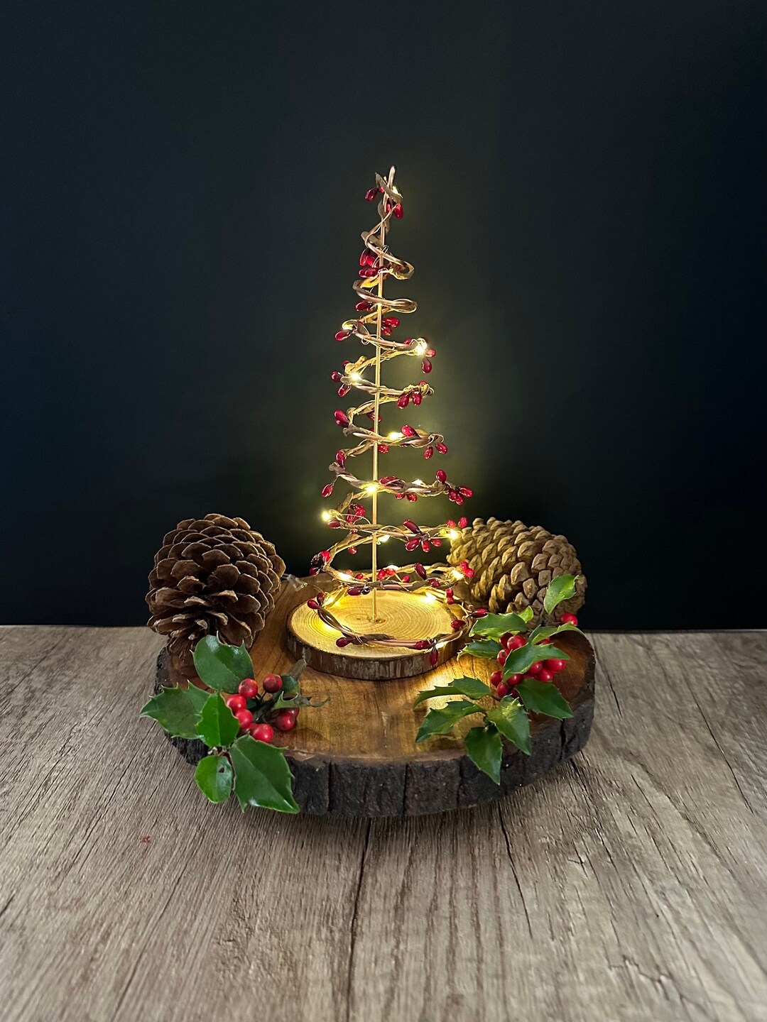 Copper Wire Lighted Spiral Christmas Tree, Battery Twinkling LED ...