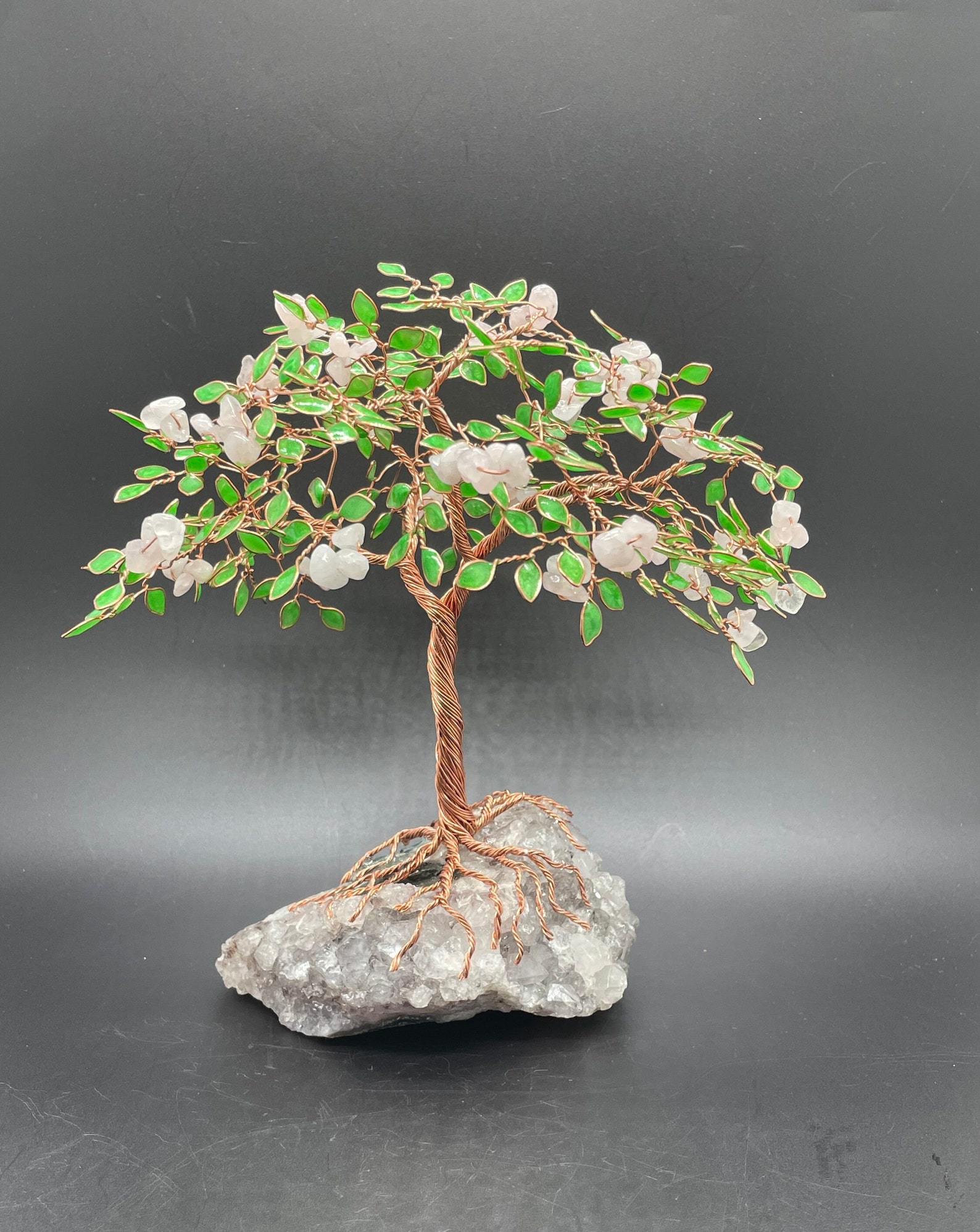 Rose Quartz Flowering Tree of Life Bonsai Sculpture Handmade - Etsy