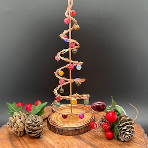Copper Wire Multicolor Lighted and Decorated Spiral Crystal Christmas ...