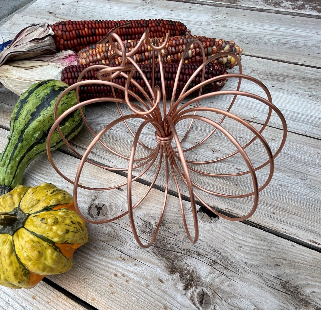 Copper Wire Autumn Table Pumpkin, Thanksgiving Centerpiece, Upcycled ...