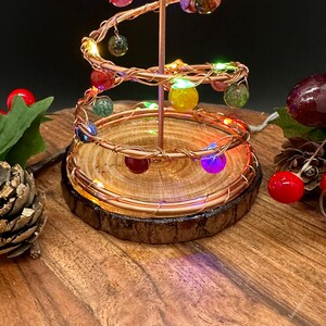 Copper Wire Multicolor Lighted and Decorated Spiral Crystal Christmas ...