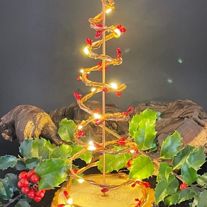 Copper Wire Lighted Spiral Christmas Tree, Battery Twinkling LED ...