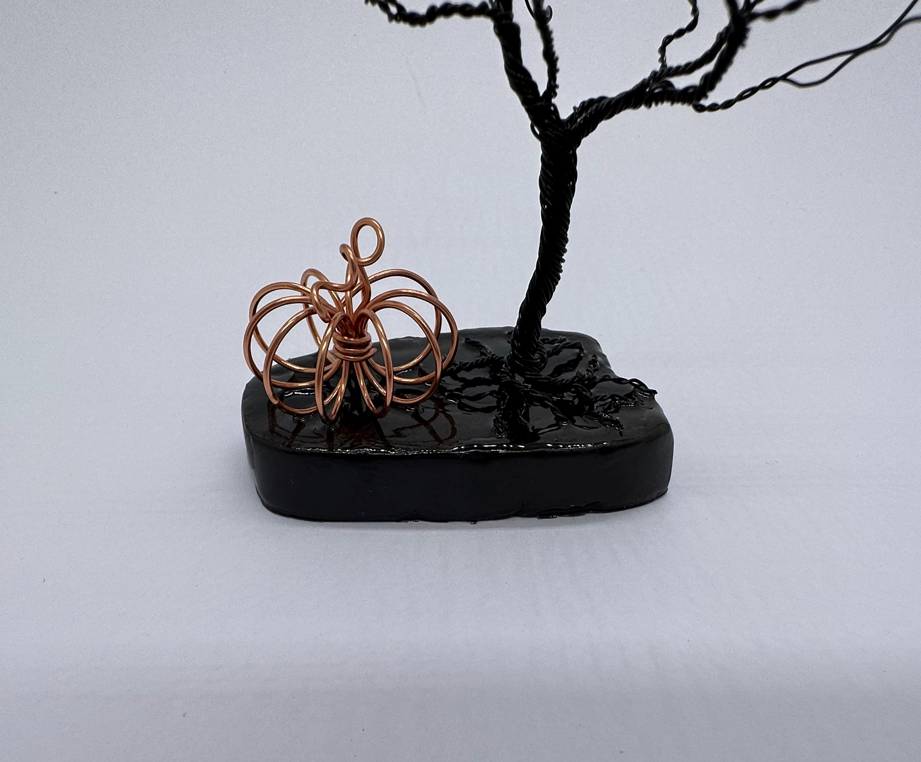 Black Wire Tree Sculpture With Copper Wire Pumpkin on Natural - Etsy