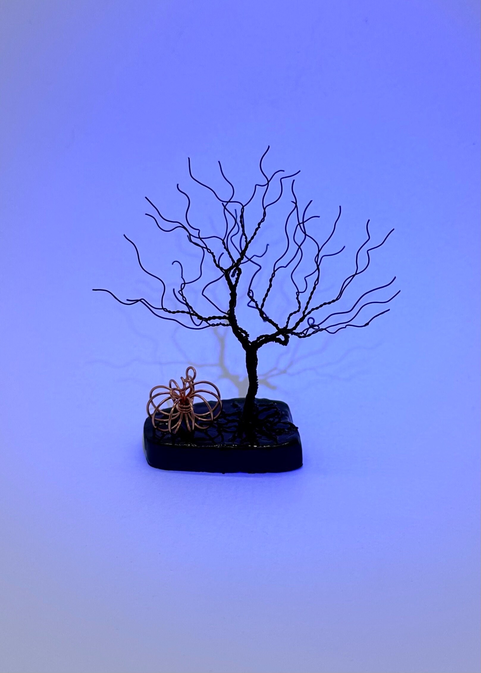Black Wire Tree Sculpture With Copper Wire Pumpkin on Natural - Etsy