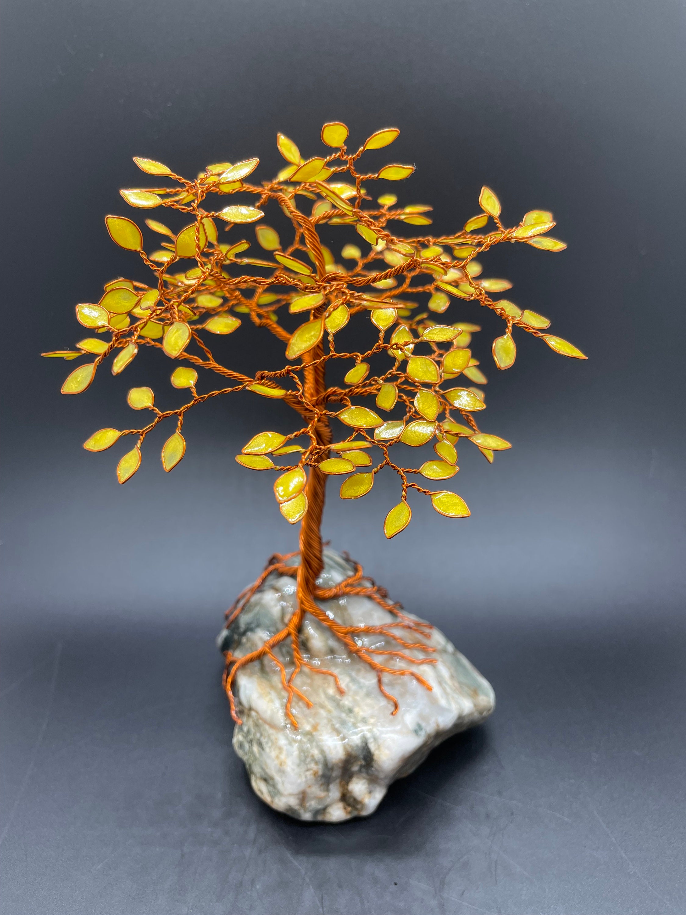 Yellow Autumn Copper Wire Tree of Life Sculpture Handmade - Etsy