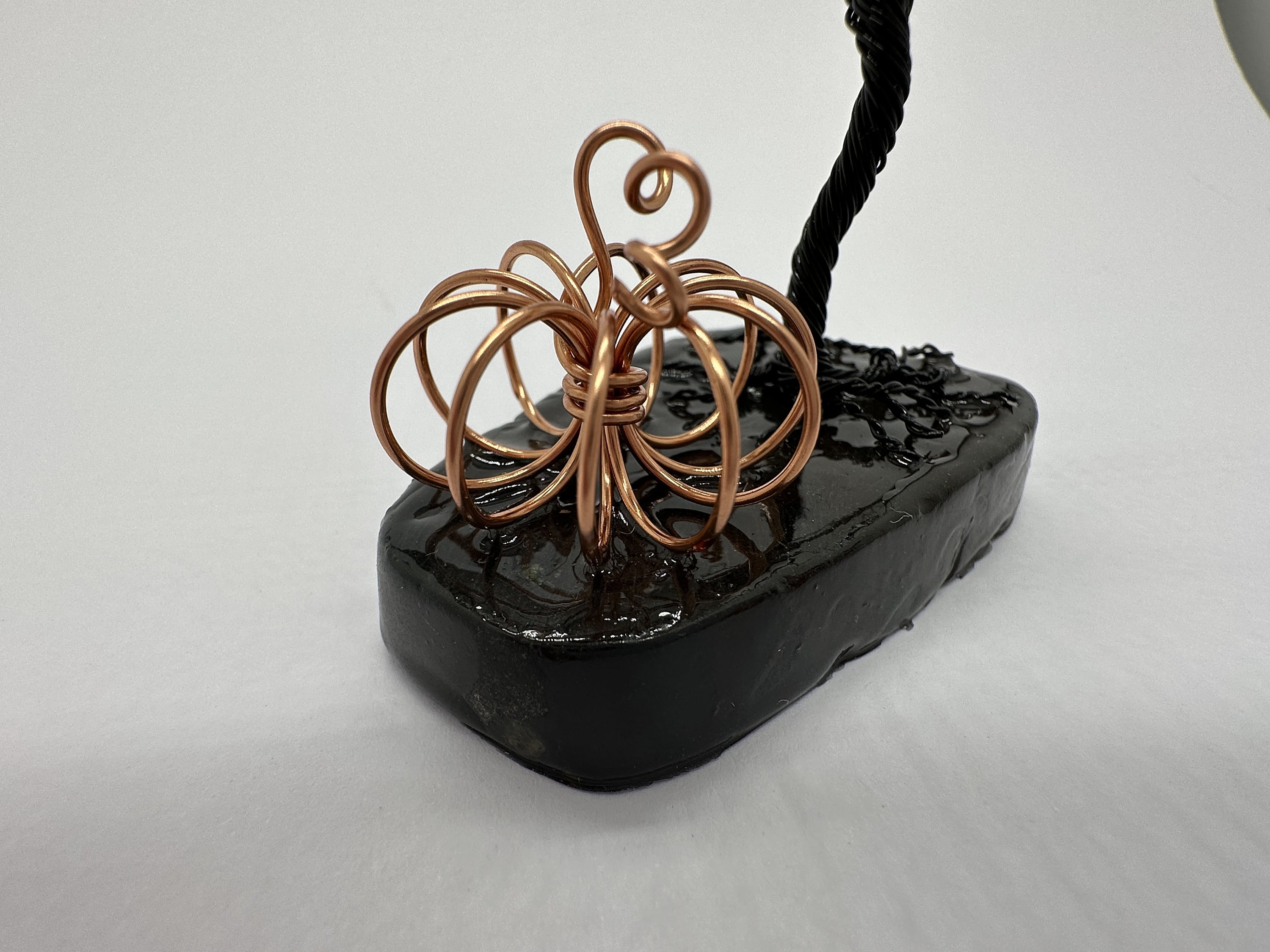 Black Wire Tree Sculpture With Copper Wire Pumpkin on Natural - Etsy