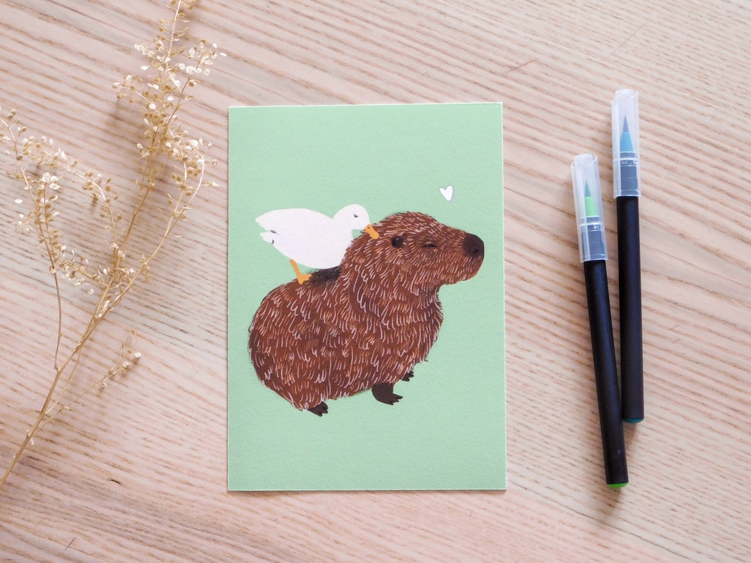 Capybara Art Print, Print, Playful Animal Art, Wallart, Tiere ...