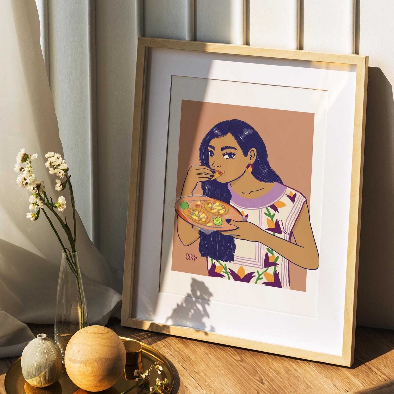 Girl Eating Tacos Art Print, Food Illustration - Etsy