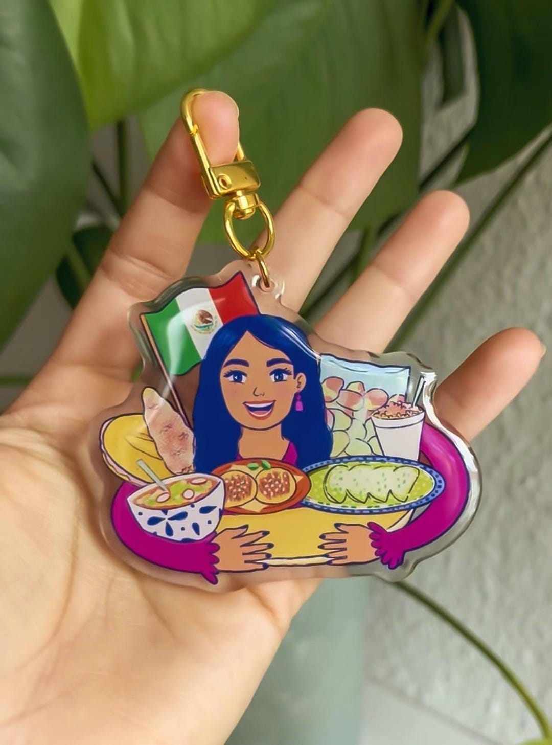 Mexican Food Acrylic Keychain – Latina Girl Illustration, Handmade ...