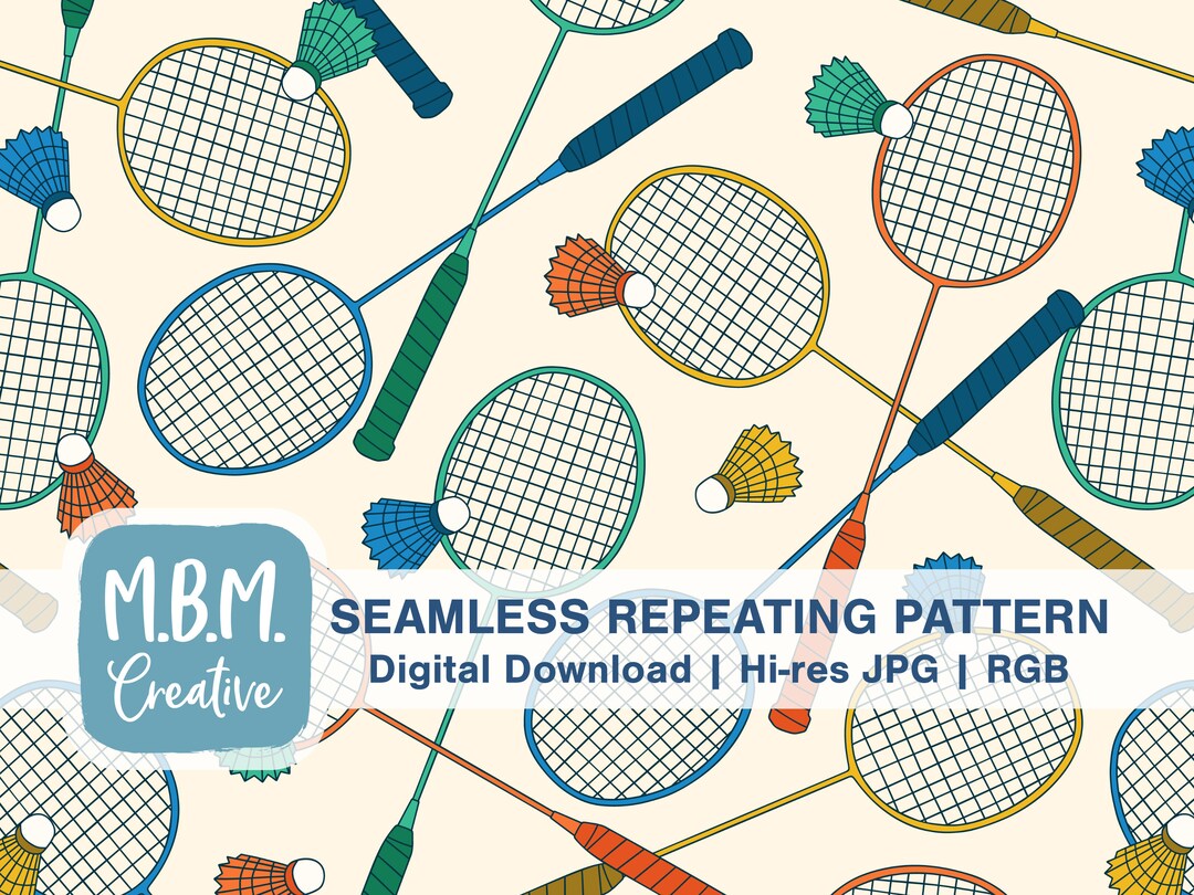 Badminton on Beige Seamless Repeat Pattern for Commercial Use, Racket ...