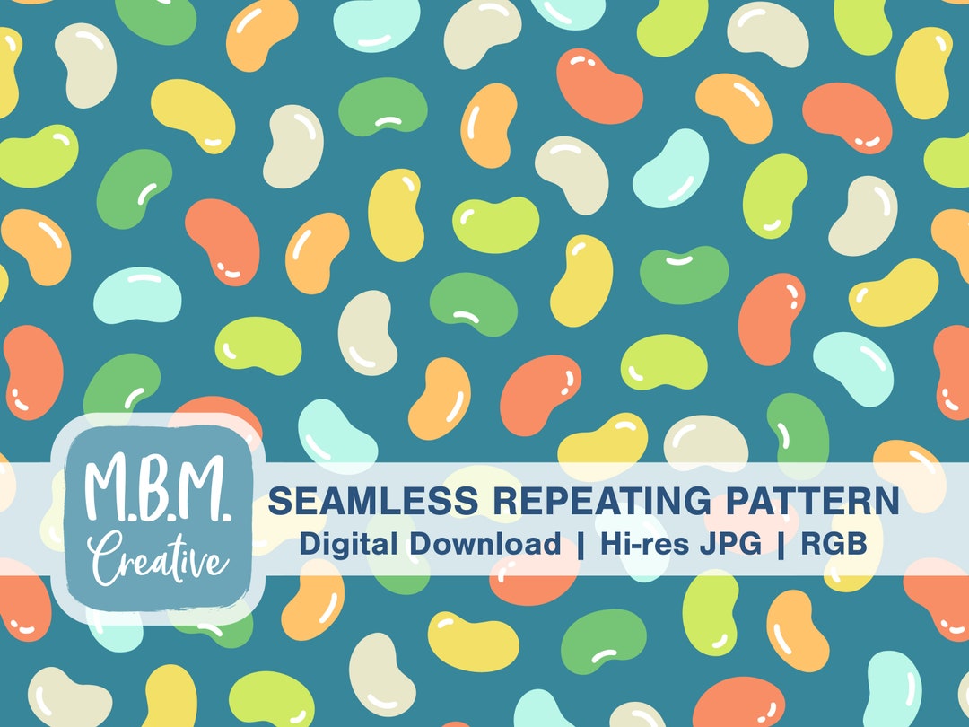 Jelly Bean Candy Repeat Pattern on Teal for Commercial Use, Colorful ...