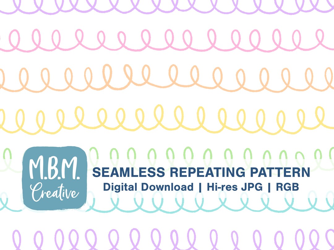 Doodle Loop Stripes: Pastel Rainbow Seamless Repeating Pattern ...